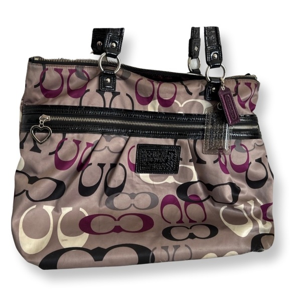 Coach | Bags | Coach Signature Satin Monogrammed Tote | Poshmark